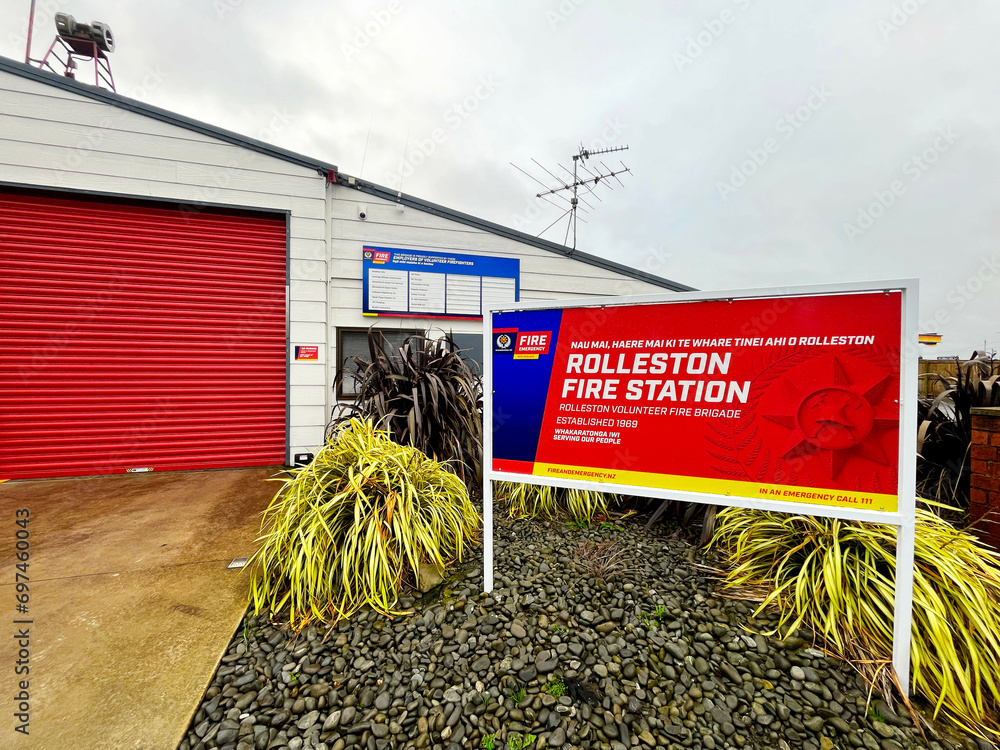 Signboard of Rolleston Fire Station, Rollestone, Cffhristchurch, New ...