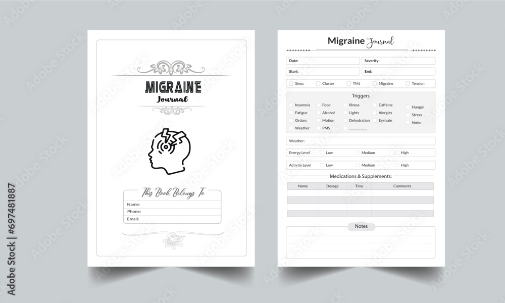 Migraine Journal. Daily Gratitude Monthly & Yearly Undated Planner ...