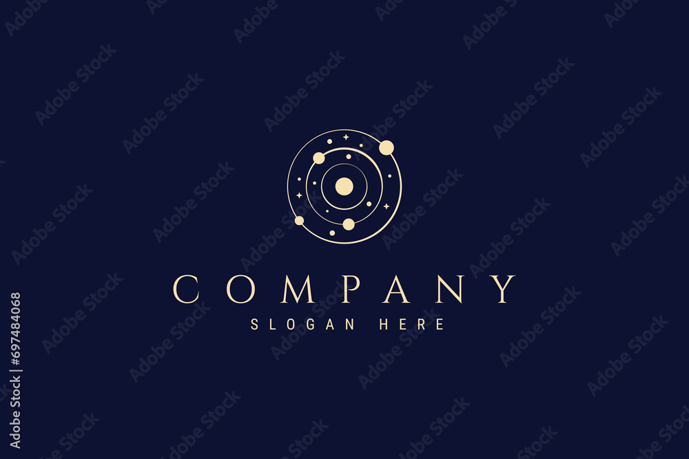 Solar system logo design vector illustration Stock Vector | Adobe Stock