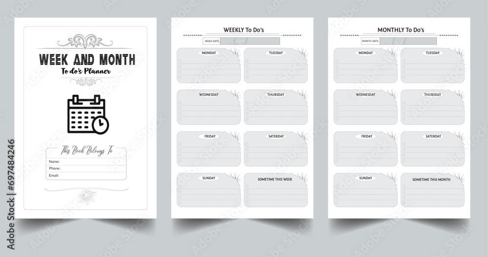 Vetor de Weekly Monthly to-Do's Planner. Daily Gratitude Monthly ...