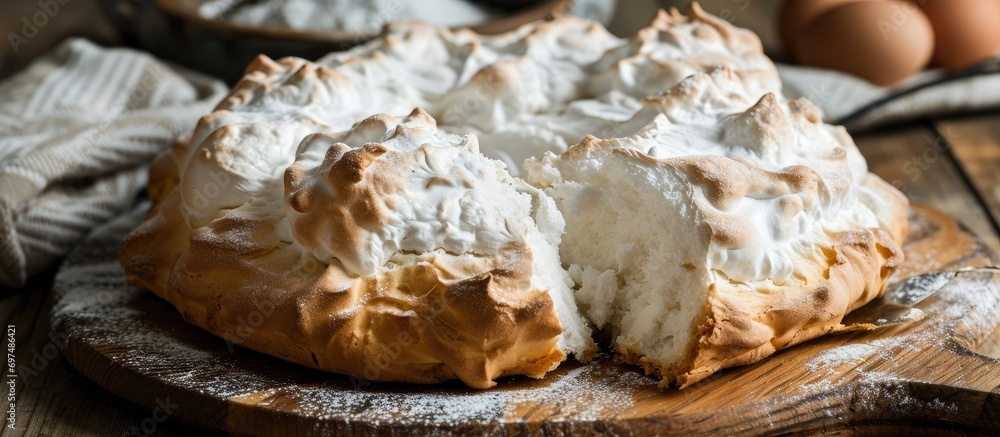 High-protein bread alternative resembling meringue, made by whipping ...
