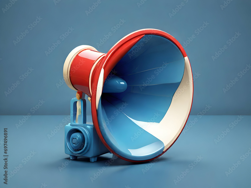 Megaphone with blue background on a render ai generative Stock Photo ...