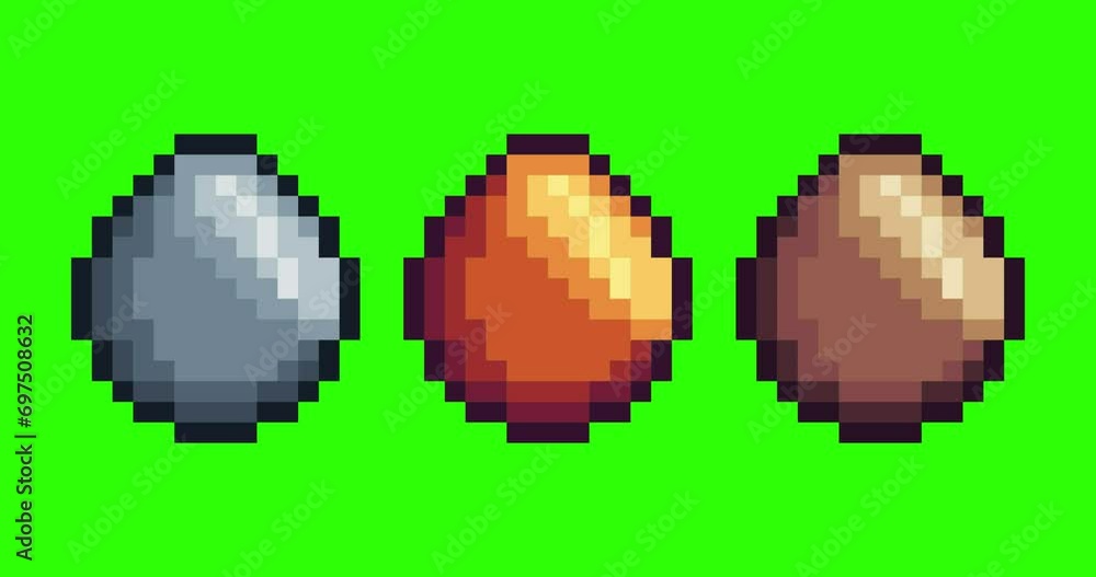 Green screen of eggs ,eggs icon bits pixel slowly appeared and ...