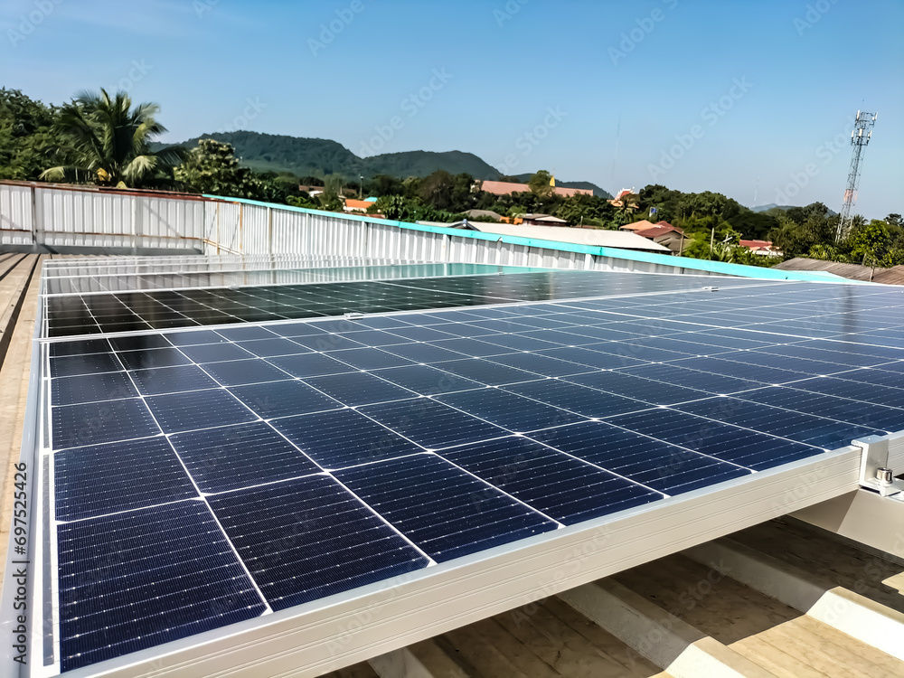 Installation of solar panels on the roof To help save on electricity ...