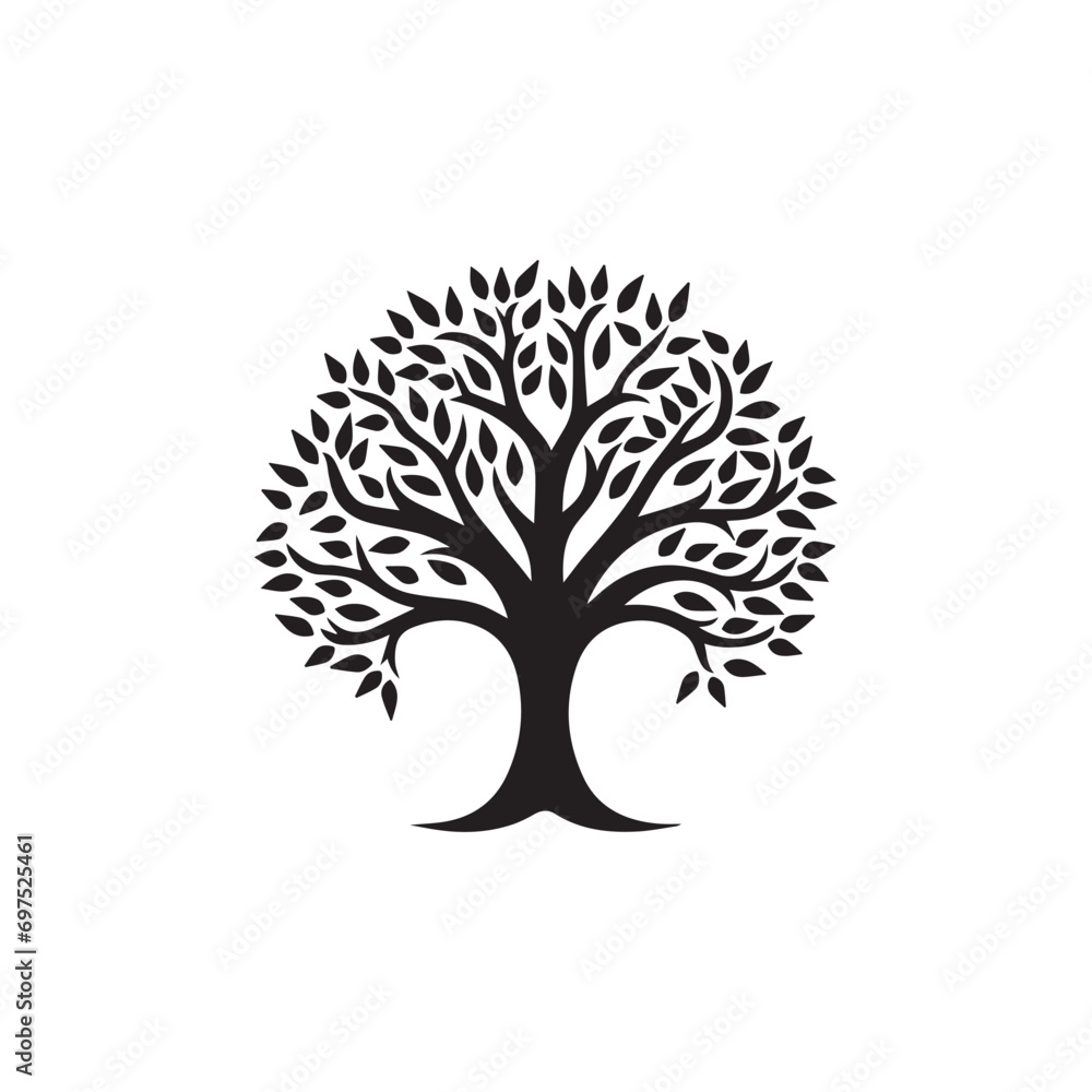Black Tree icon isolated on white background. Vector Illustration ...