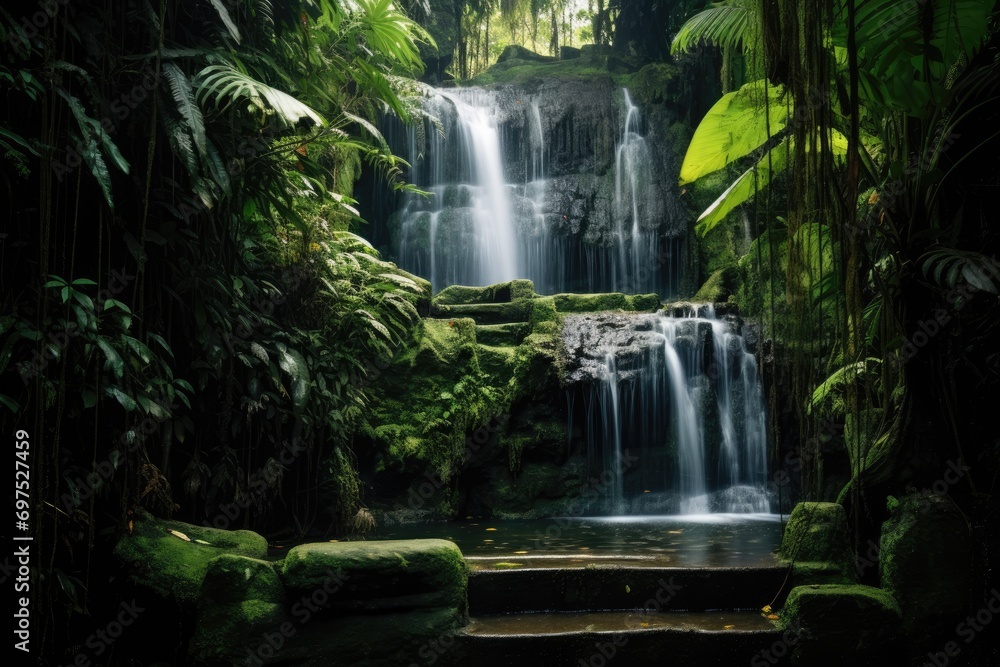 Waterfall in the rain forest. Beautiful waterfall in the rainforest, A ...