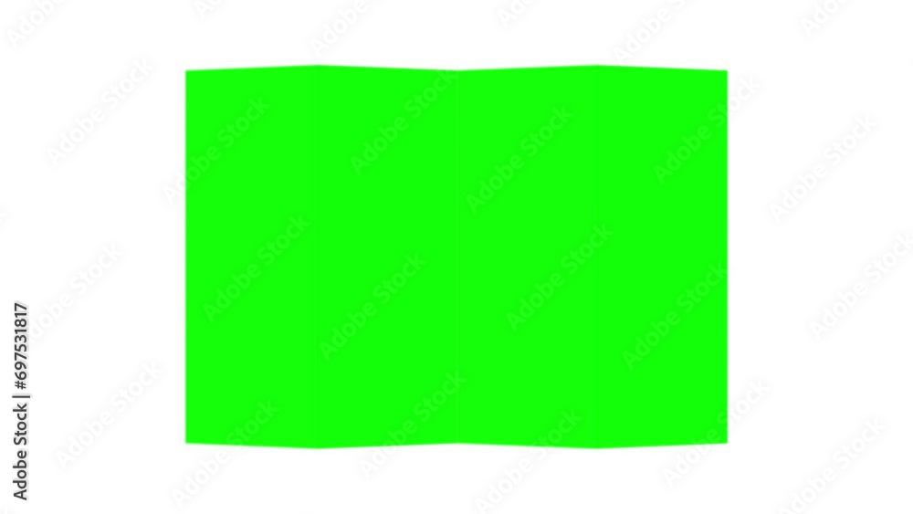 4K animation of opening a four-fold paper ( green background for chroma ...