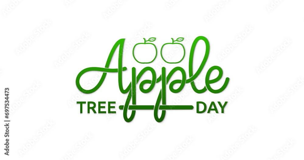 Apple Tree Day animation with alpha channel. Handwritten text ...