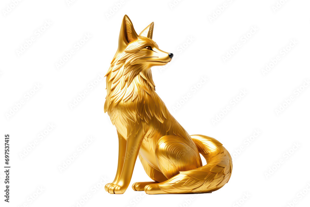 golden fox or fox made of gold as an animal of lucky sign isolated on ...