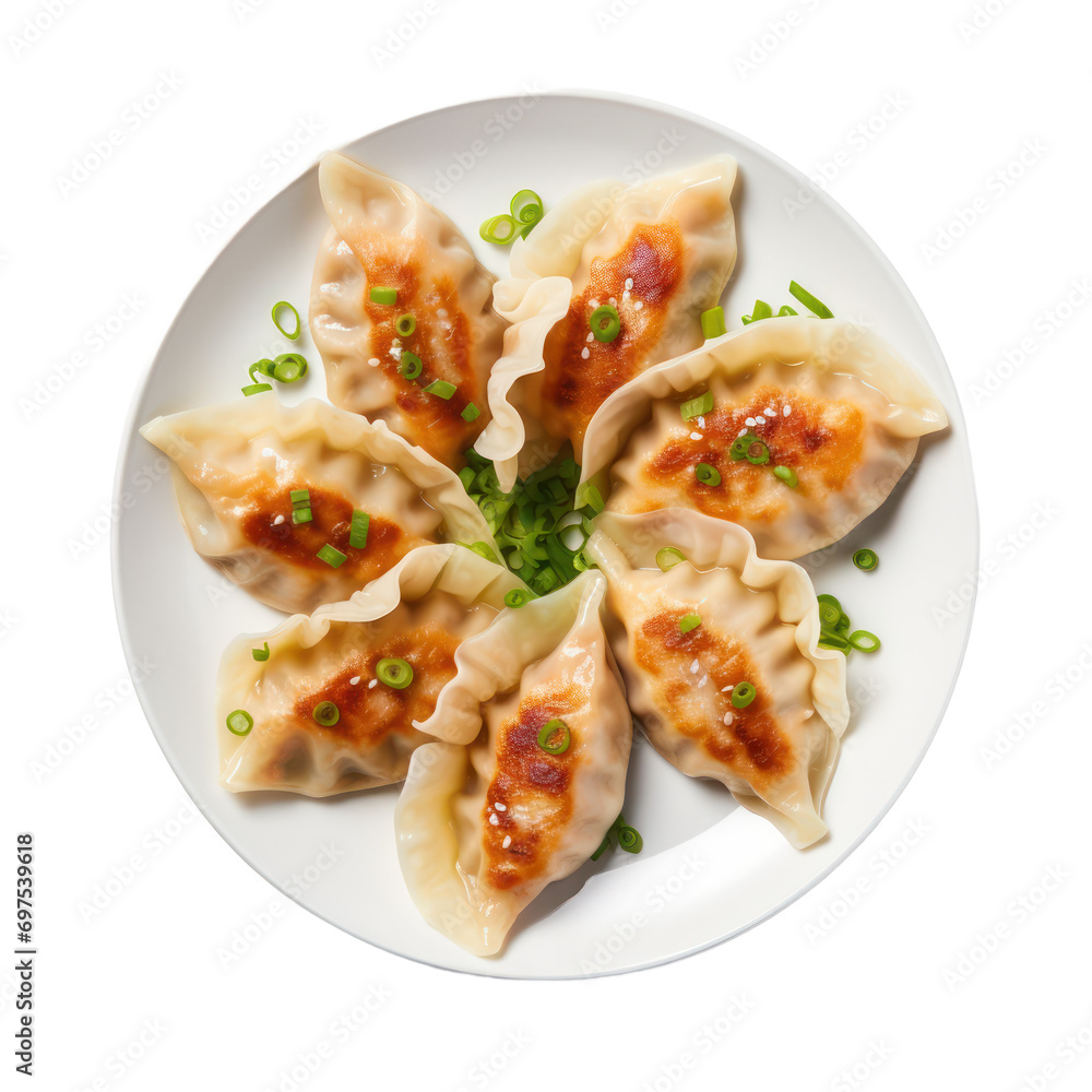 gyoza top view isolated on white or transparent background Stock Photo ...