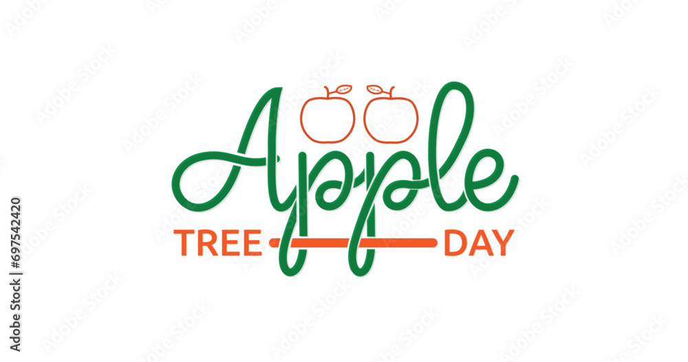 Apple Tree Day Handwritten text calligraphy vector illustration. Great ...