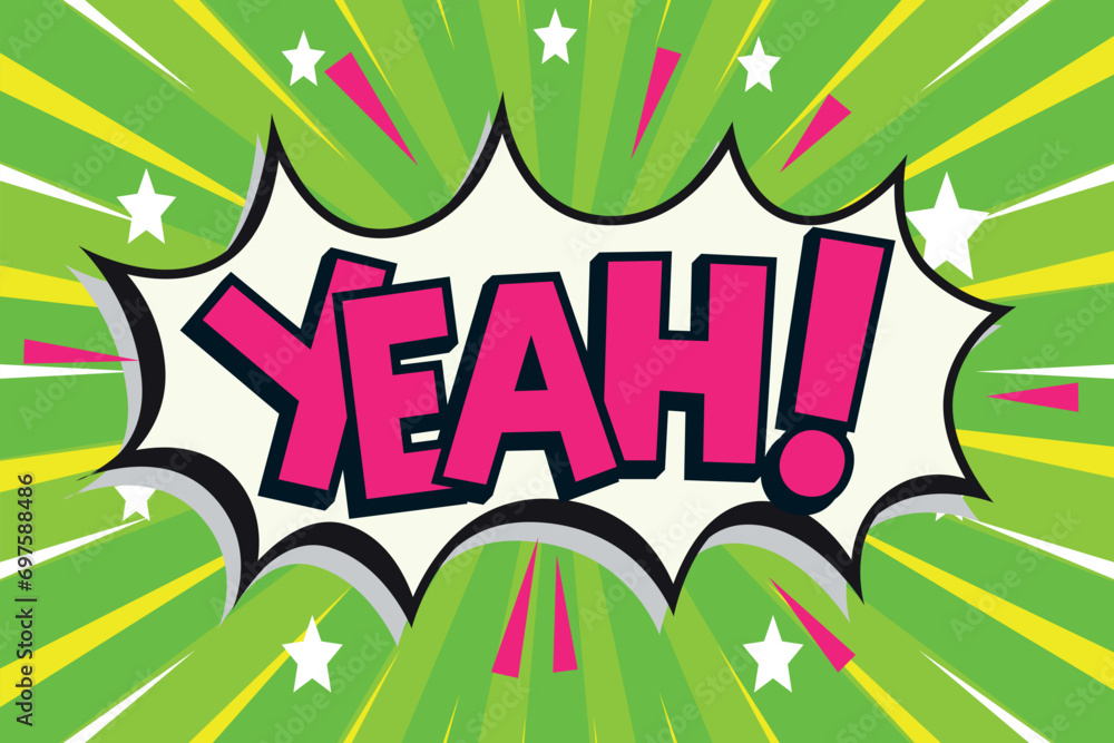 Yeah text pop art Boom bang burst yeah dialogue message pop art vector ...