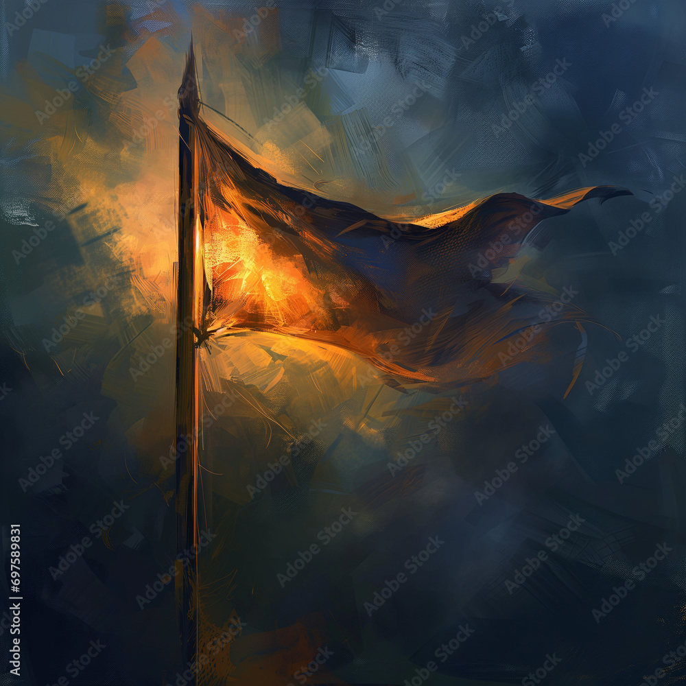 Dutch Golden Age Inspired Enchanted Flag Illustration in Oil Painting ...