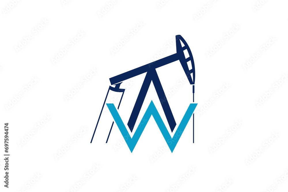 Crude oil pump logo design with letter A and W initial business ...