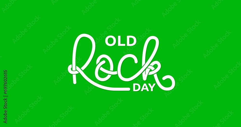 Old Rock Day Handwritten text animation on the green screen alpha ...