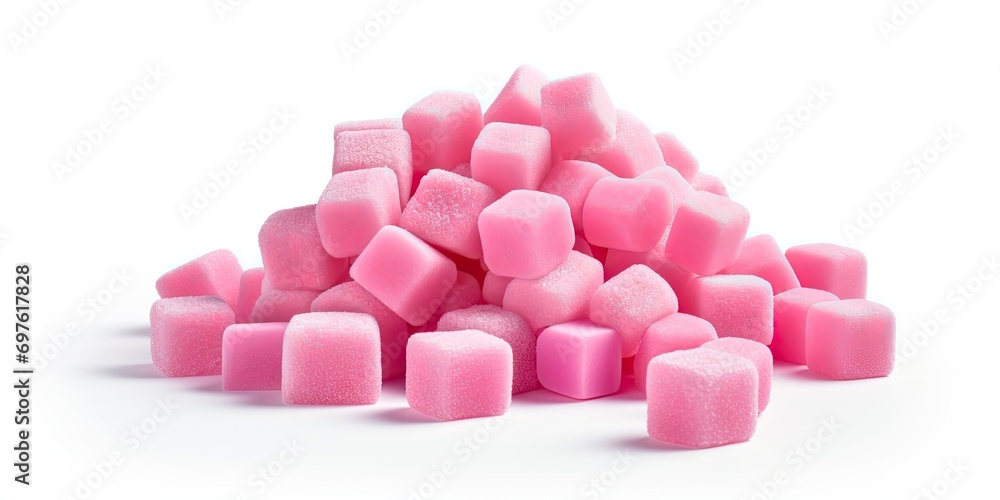 Chewing Gum Isolated, Fruit Bubble Gum Set, Pink Bubblegum on White ...