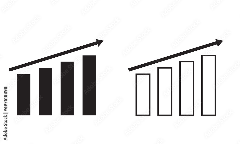 Graph icon. Growing graph icon on white background. Finance icon, bar ... Graph icon. Growing graph icon on white background. Finance icon, bar ...