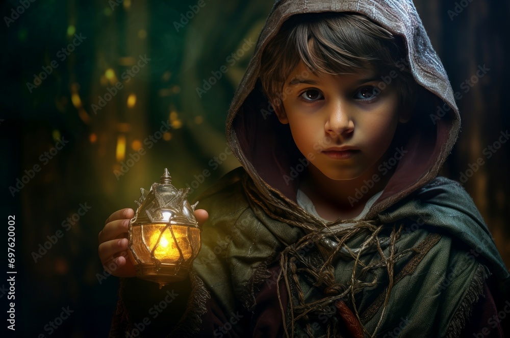 Secretive Mage child fantasy dungeon. Art magic. Generate Ai Stock ...