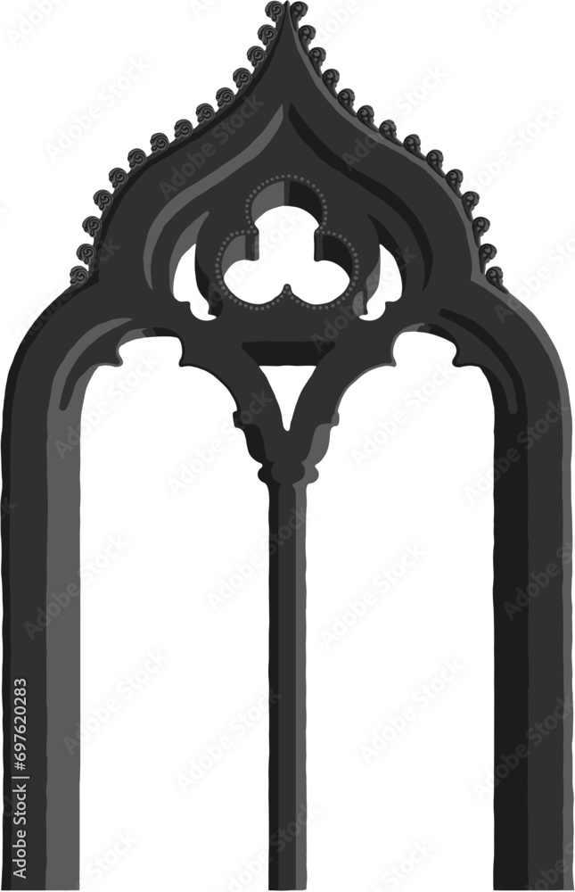 Vecteur Stock Gothic window plate tracery stylized drawing ...