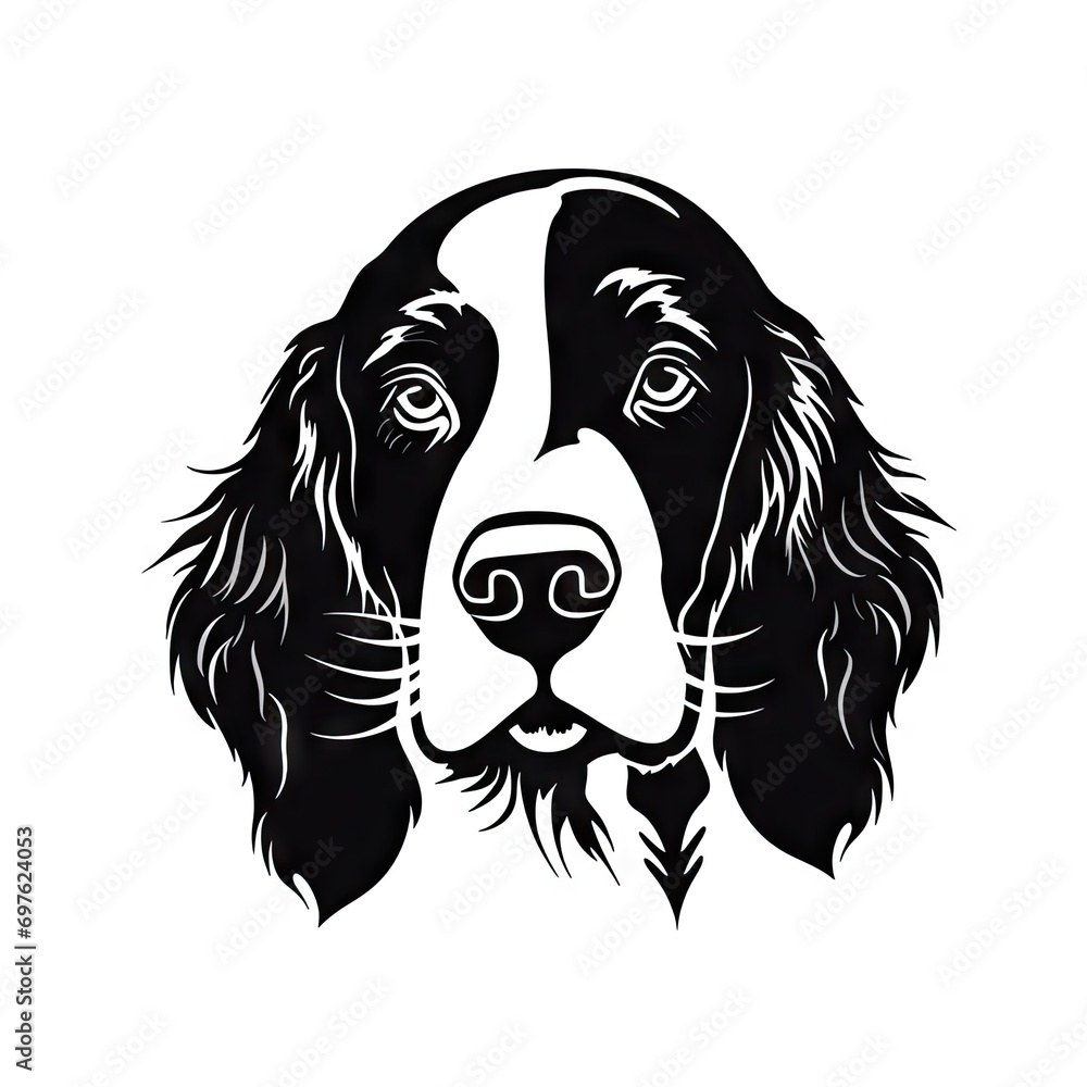 English Springer Spaniel Icon, Dog Black Silhouette, Puppy Pictogram ...