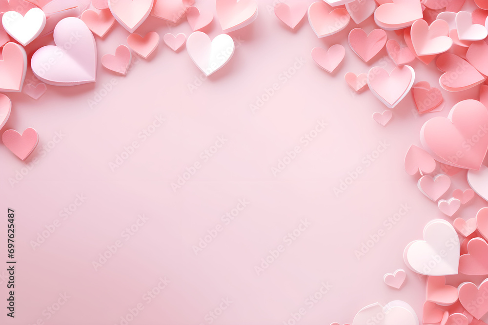 Pink Heart Border Frame Background, Valentines Day Stock Illustration ...