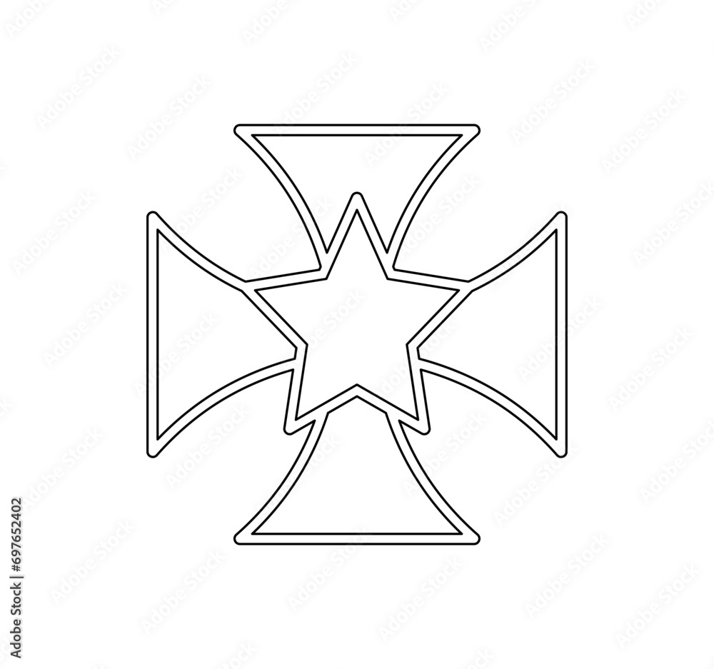 Vector isolated maltese cross with a star in the center symbol ...