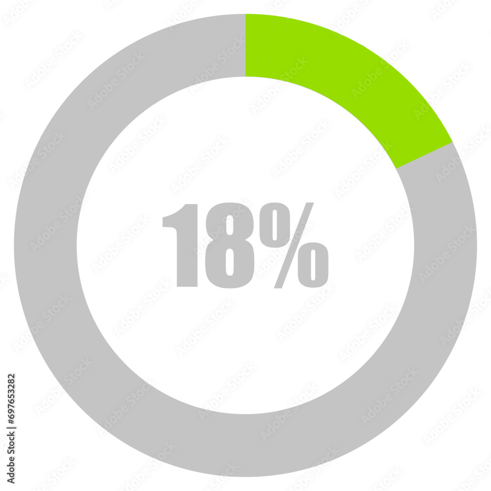 18% Loading. 18% circle diagrams Infographics vector, 18 Percentage ...