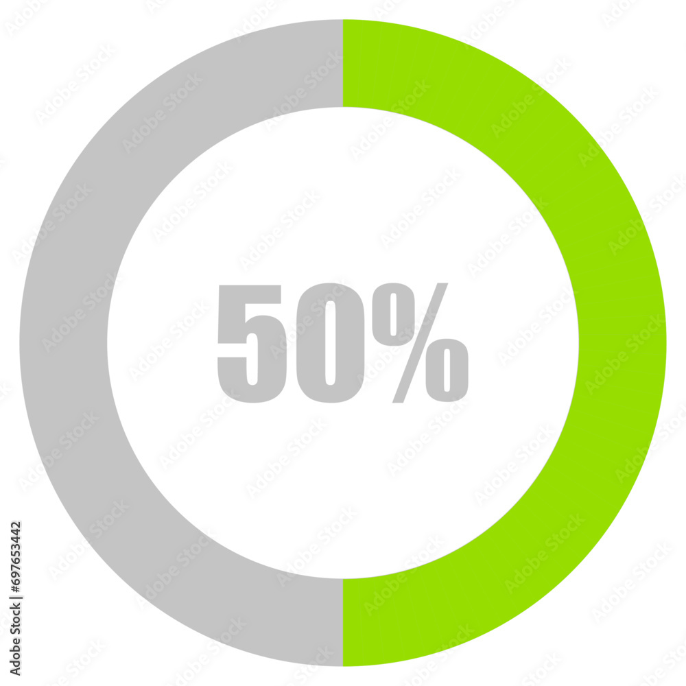 50% Loading. 50% circle diagrams Infographics vector, 50 Percentage ...
