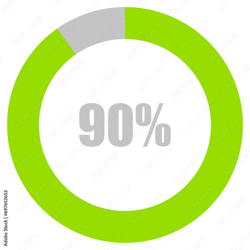 90% Loading. 90% circle diagrams Infographics vector, 90 Percentage ...
