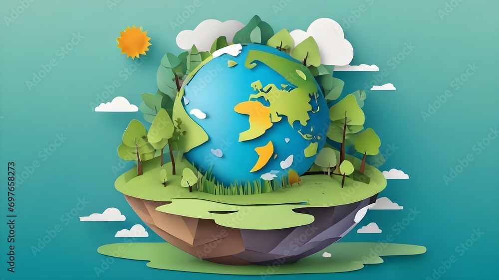 earth in the middle of flower,Earth day concept. Earth day vector ...