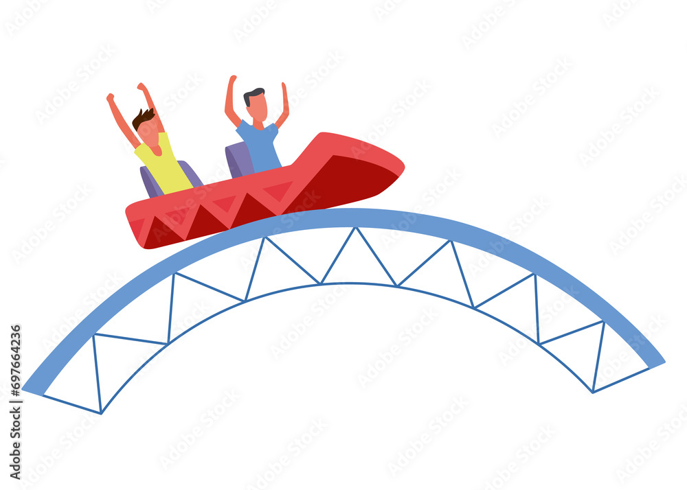 Roller coaster happy people. Rollercoaster. Friends riding in amusement ...