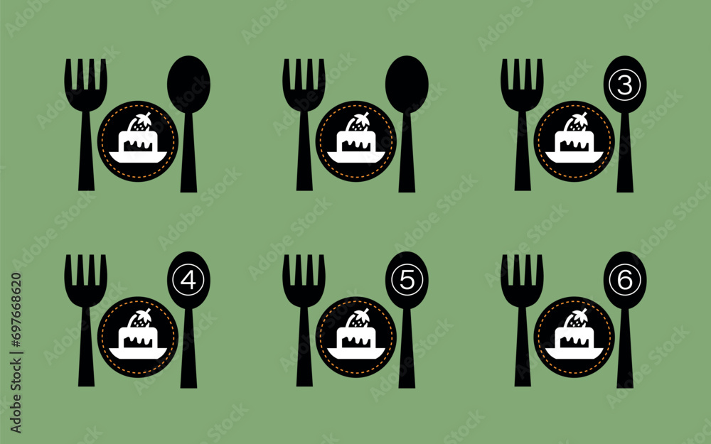 Restaurant icon, dish portion number symbol spoon and plate. Stock ...