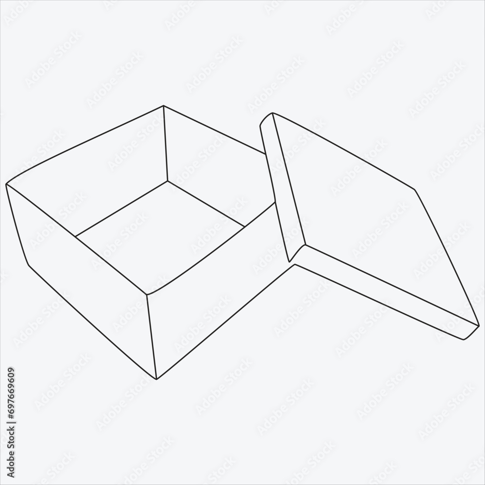 One line hand drawn box outline vector illustration art Stock Vector ...