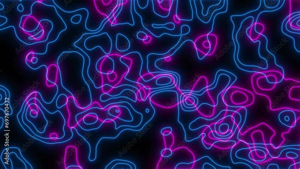 Topographic neon map background. Topo contour map. Rendering abstract ...