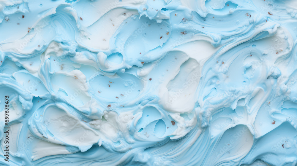 Close-up of the texture of blue bubblegum creamy ice cream with ...