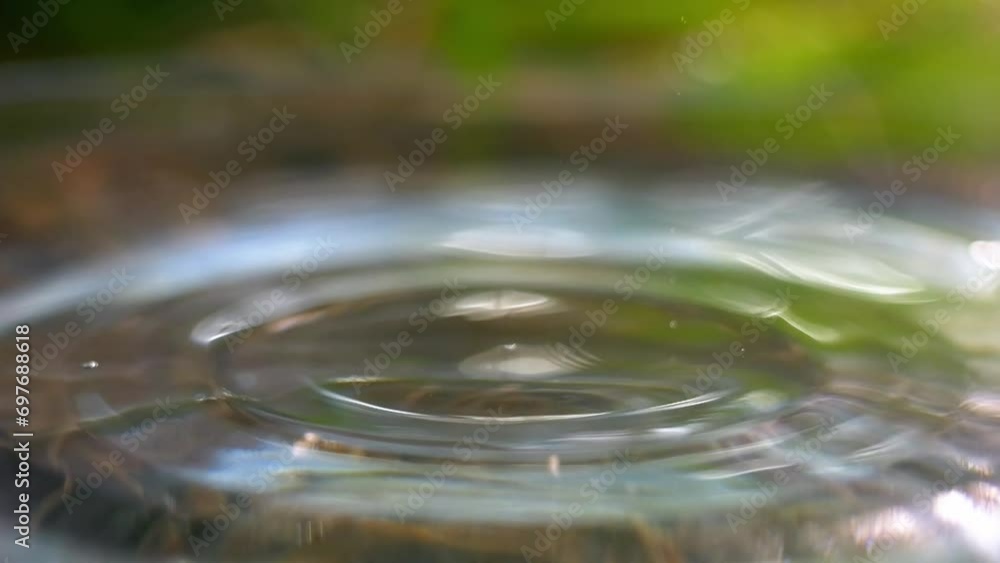 clean water splashing close up. drop falling into water, clean safe ...