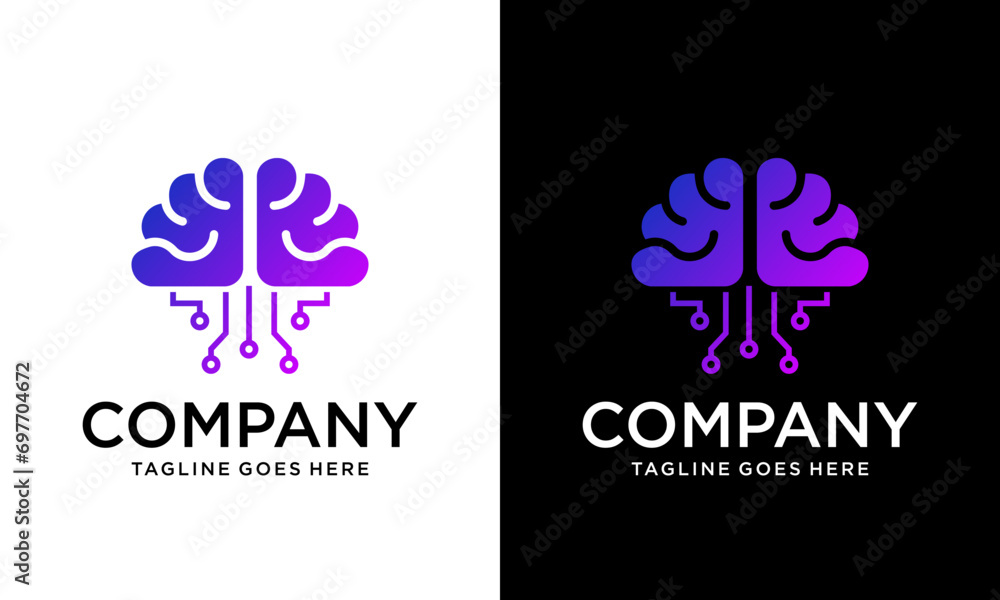 Vecteur Stock Creative brain tech logo AI chip technological brain ...