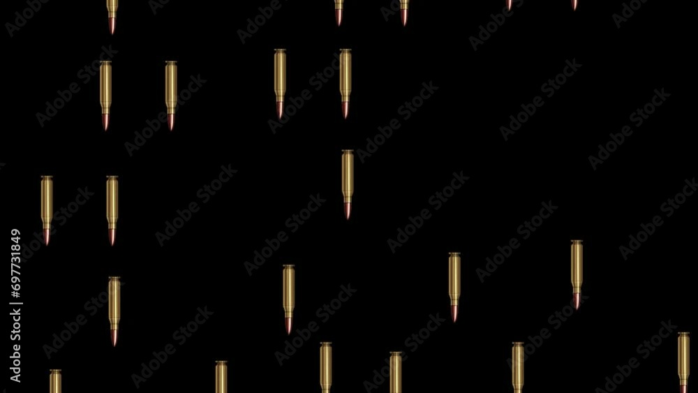 Vidéo Stock Raining bullets falling. Animation of military conflict war rain missile weapon ...