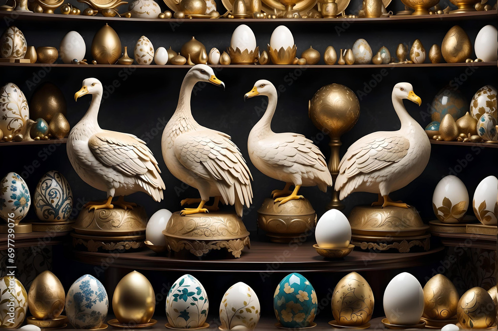 Melo pearl oysters and Benjarong pattern tiles. Carved with legendary ...