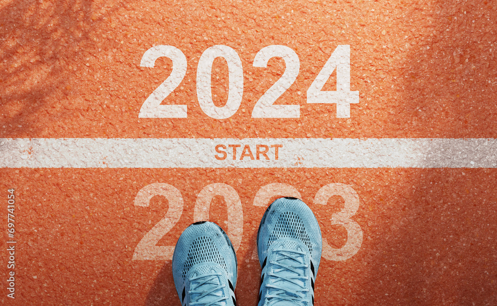 New year 2024 start concept, beginning of success. Text 2024 written on ...