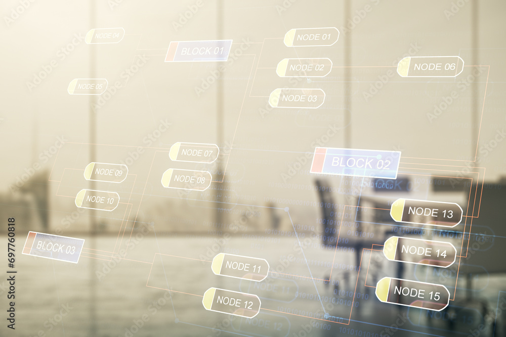 Multi exposure of abstract programming language hologram on a modern ...