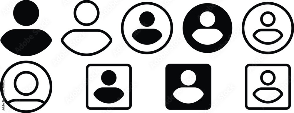 Set of User Icon. User Icon set. Profile icon. Monochrome icon. People ...