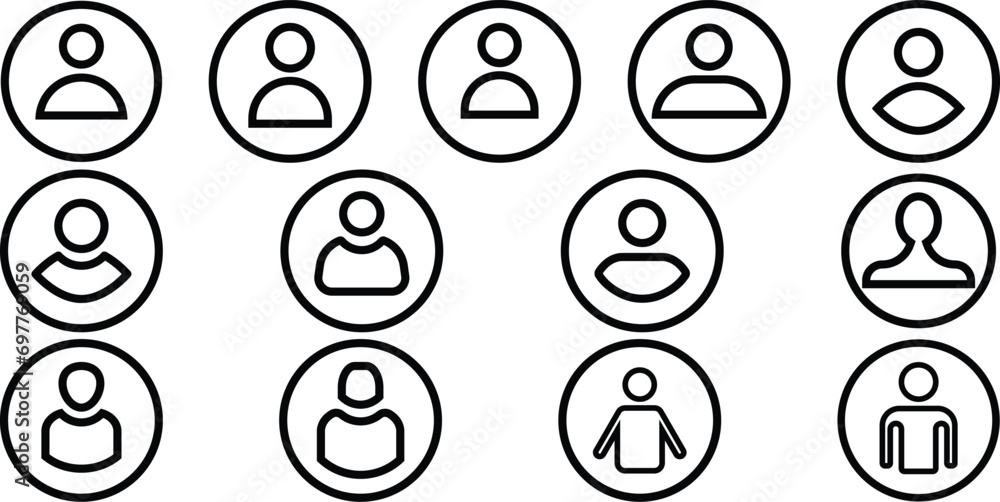Set of User Icon. User Icon set. Profile icon. Monochrome icon. People ...