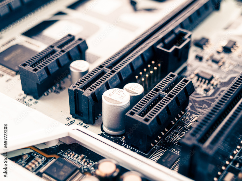 psi express port connector on the motherboard, high-speed data bus in a ...