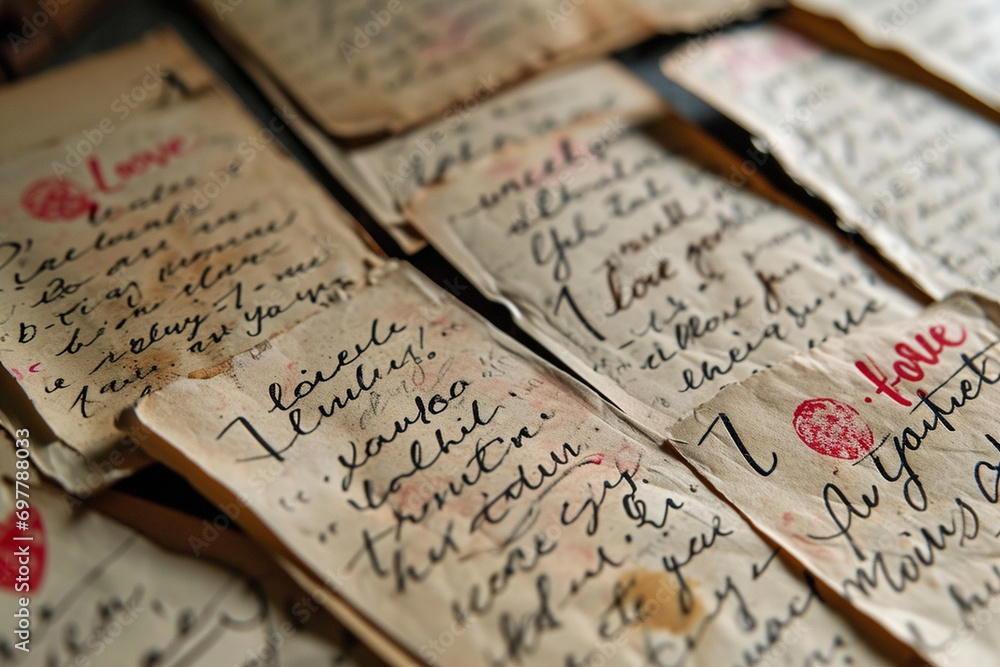 collection of handwritten messages expressing love and affection, with ...