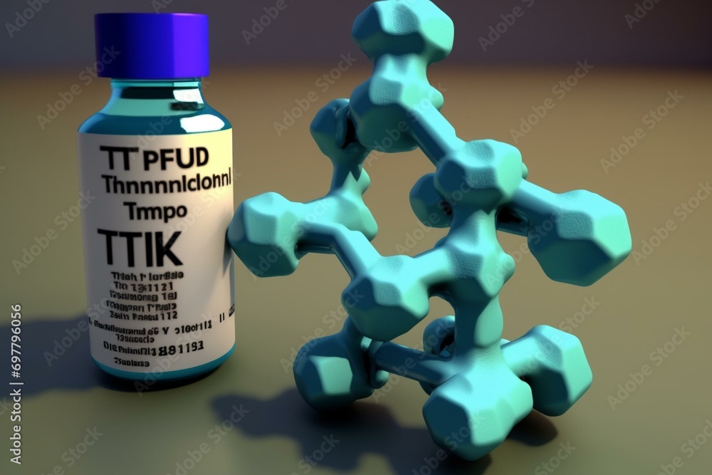 3D model of the thyroid hormone T3, shown as a structural chemical ...