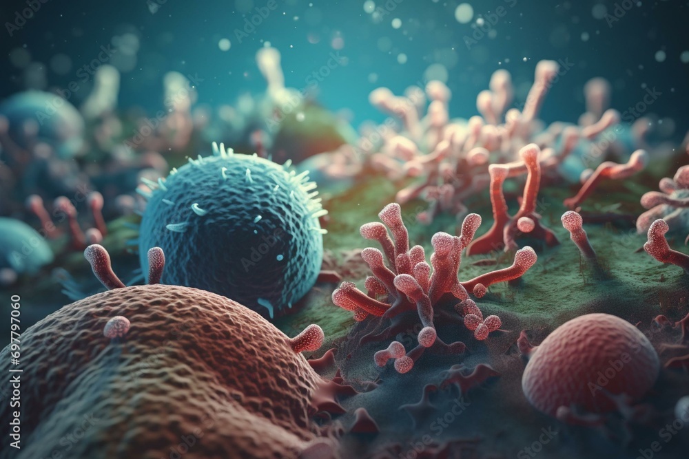 Illustration of disease-causing bacteria, microscopic germs, negative ...