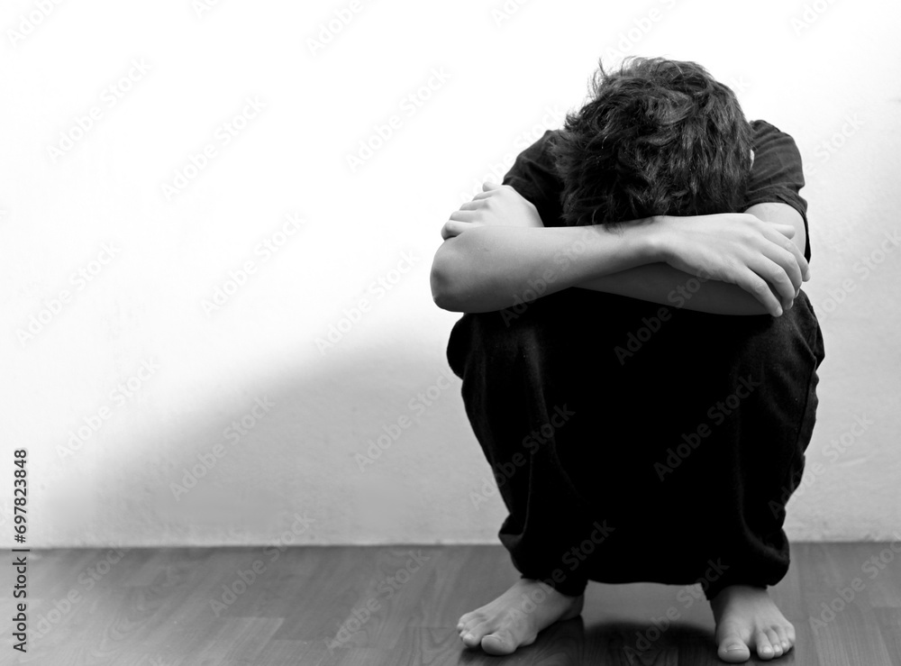 boy praying in poverty on the floor stock image with no help crying ...