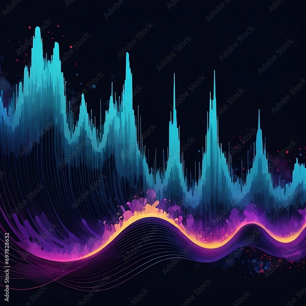 Abstract background of sound waves forming the letters LIF. Sound waves ...