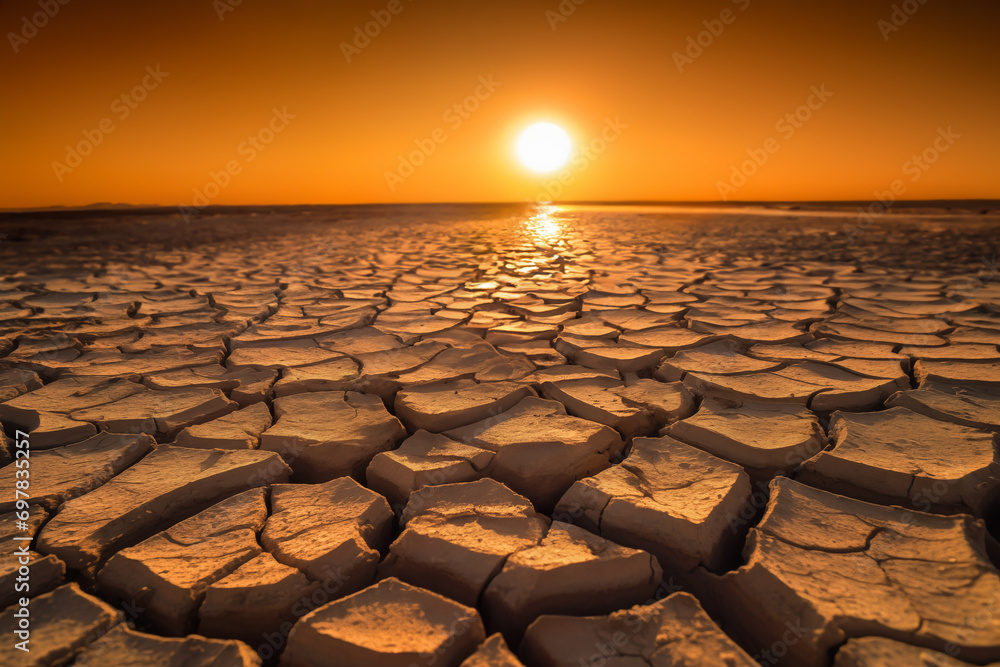 Drought land, Dries, Global drought. Dry cracked earth on sunset. Water ...